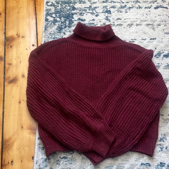 SHEIN | Sweaters | Turtle Neck Maroon Slight Crop Top | Poshmark